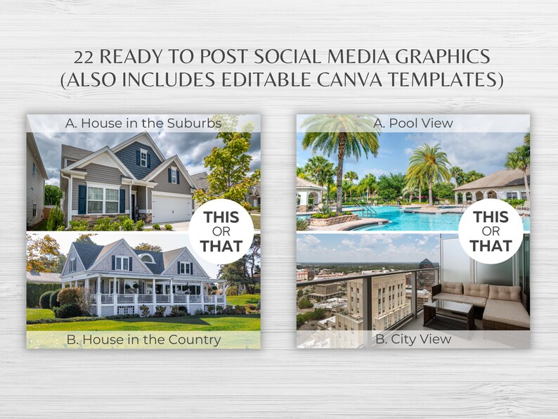 Real Estate This or That Social Media Template Instagram & - Etsy