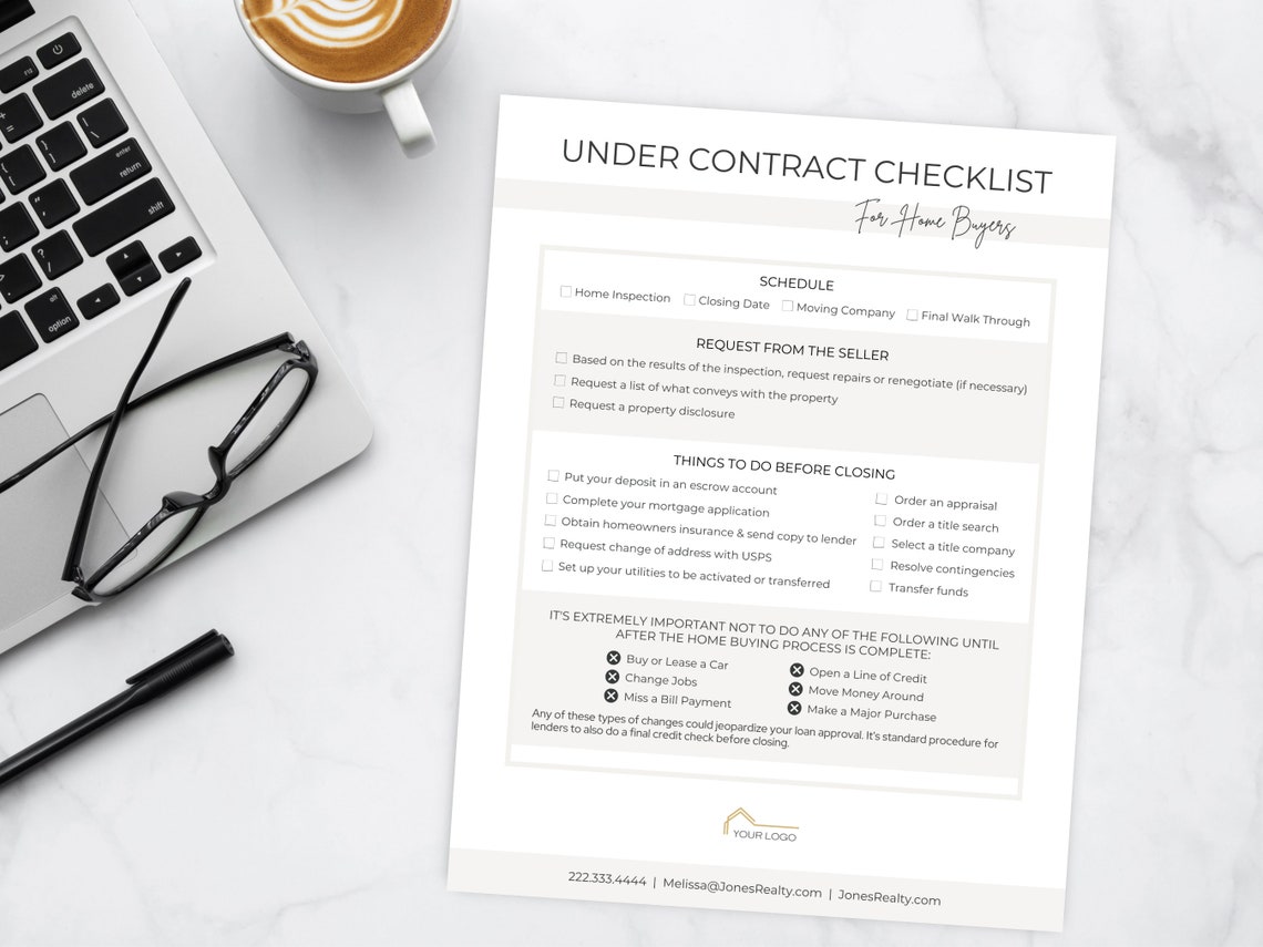 Buyer Under Contract Checklist, Contract to Close Real Estate ...