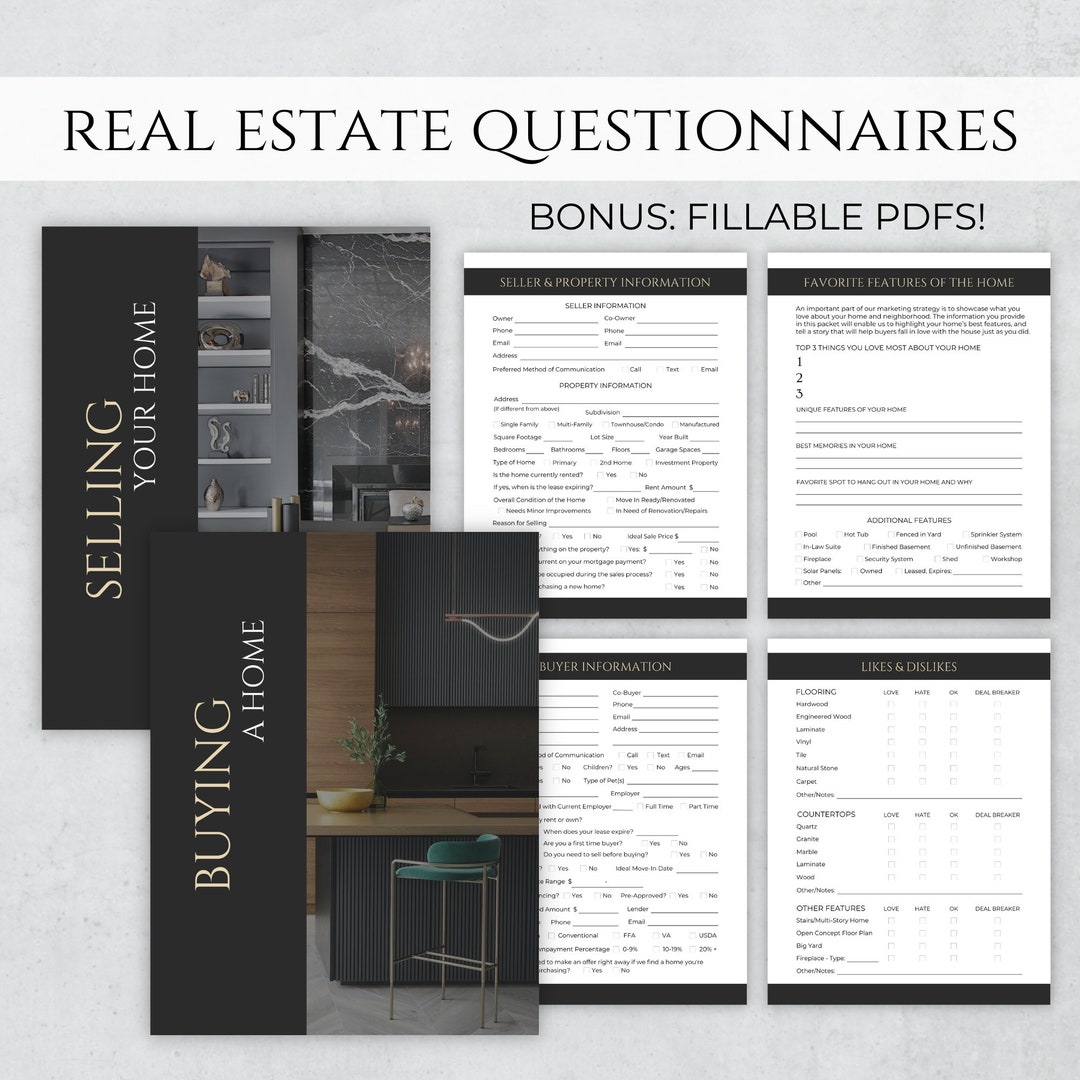 Client Questionnaire Real Estate, Home Buyer Questionnaire & Seller ...