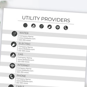 Real Estate Utilities Template Home Buyer Guide Utility Providers List ...