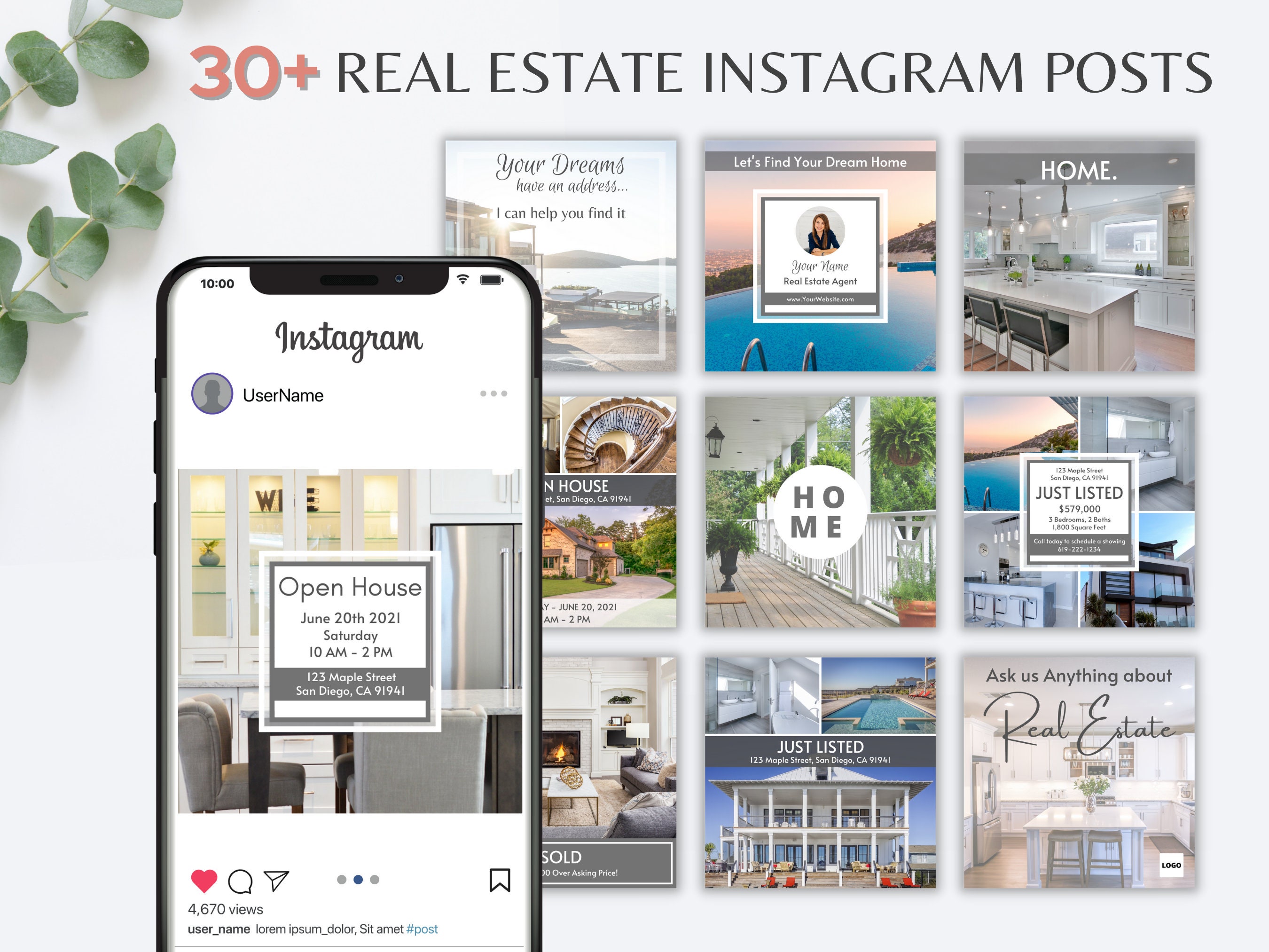 Just Sold Instagram Posts Open House Editable Instagram Posts | Etsy