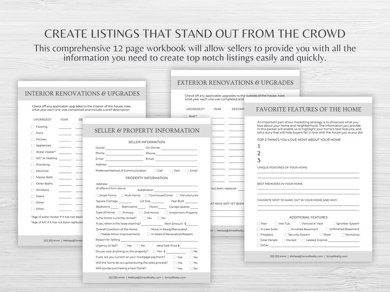 Real Estate Seller Questionnaire Pre-listing Workbook PDF & - Etsy