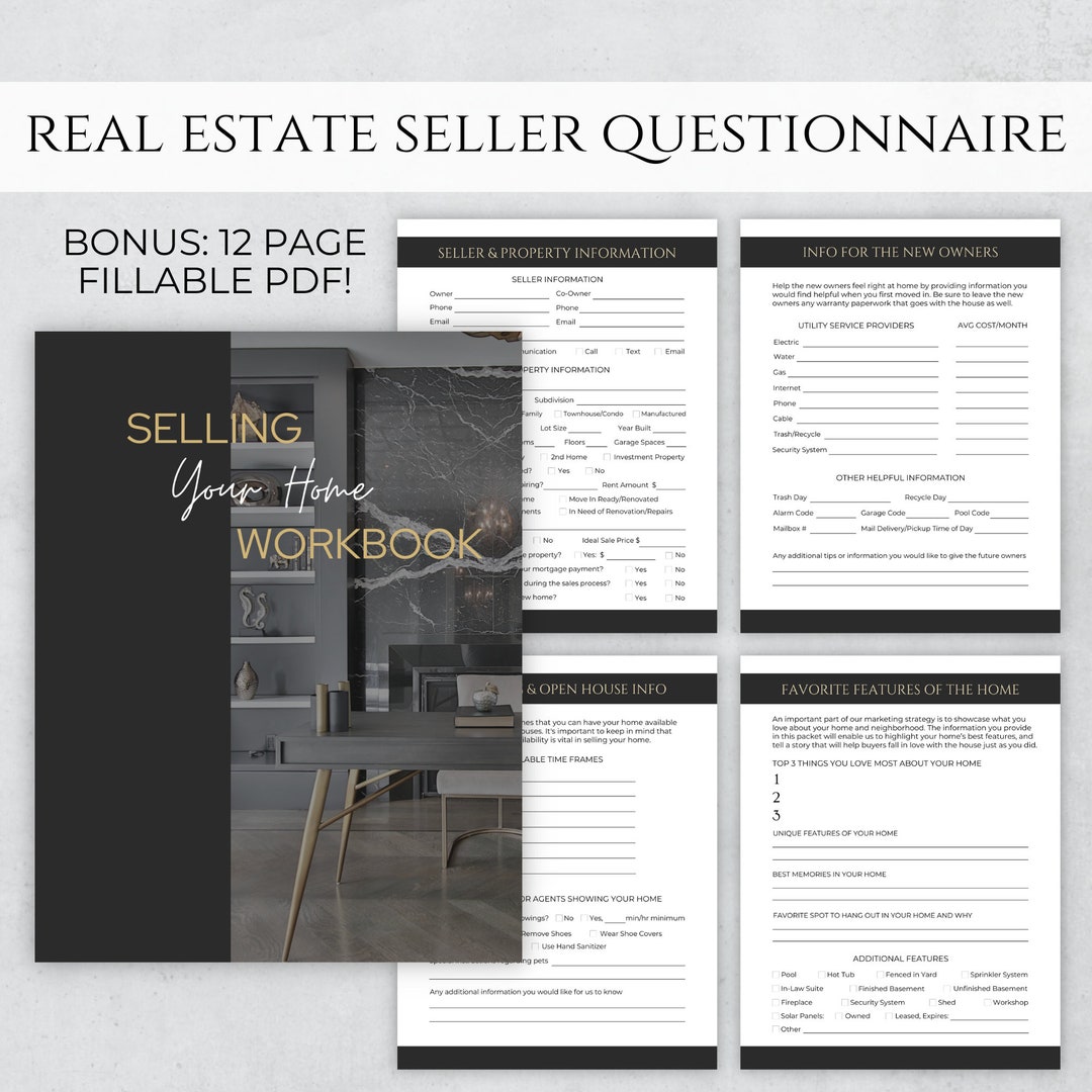 Pre Listing Packet for Sellers, Real Estate Questionnaire Template ...