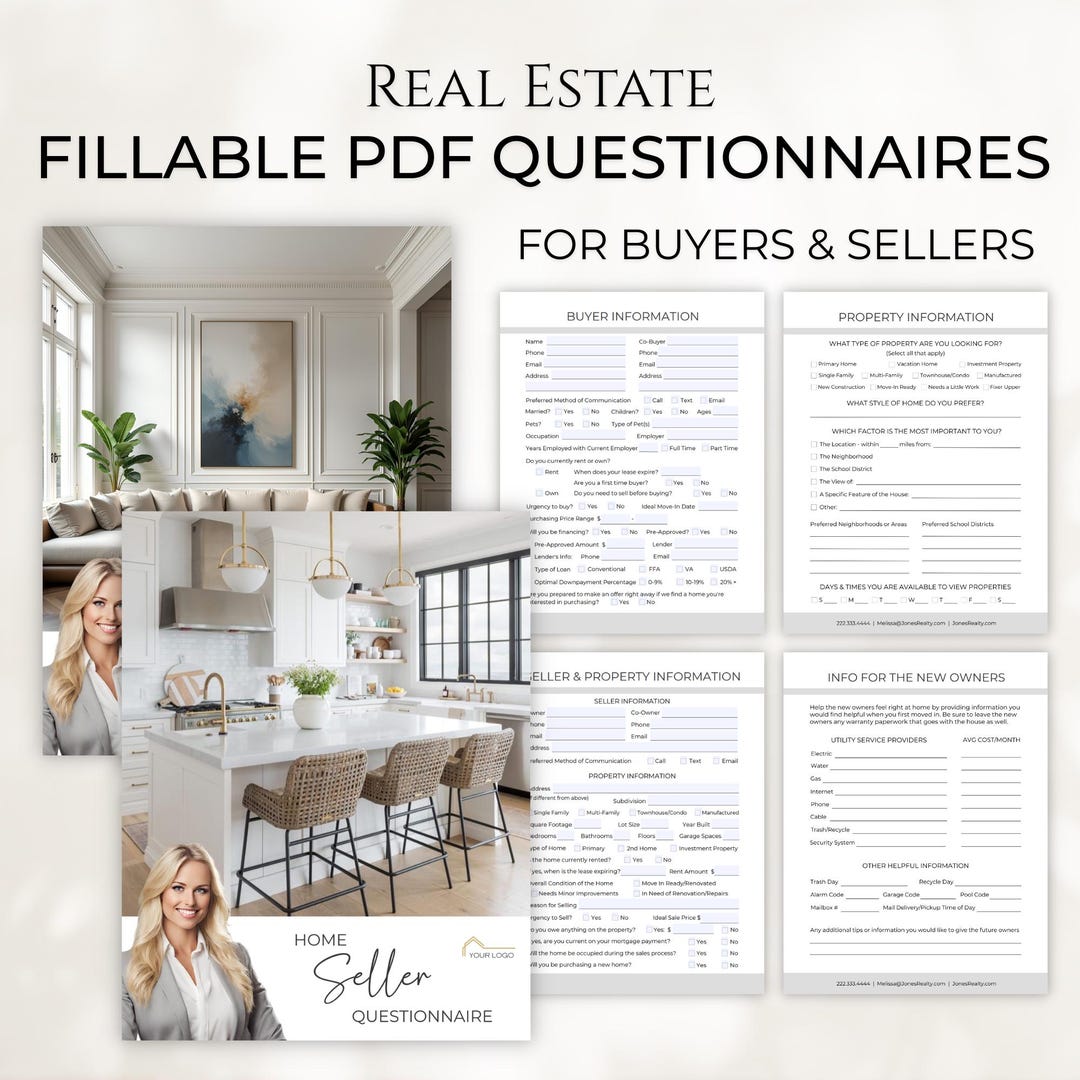 Luxury Real Estate Buyer & Seller Questionnaire, Realtor Consultation ...