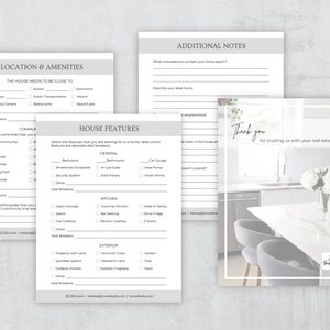 Home Buyer Questionnaire, Realtor Presentation Buyer Packet, Real ...