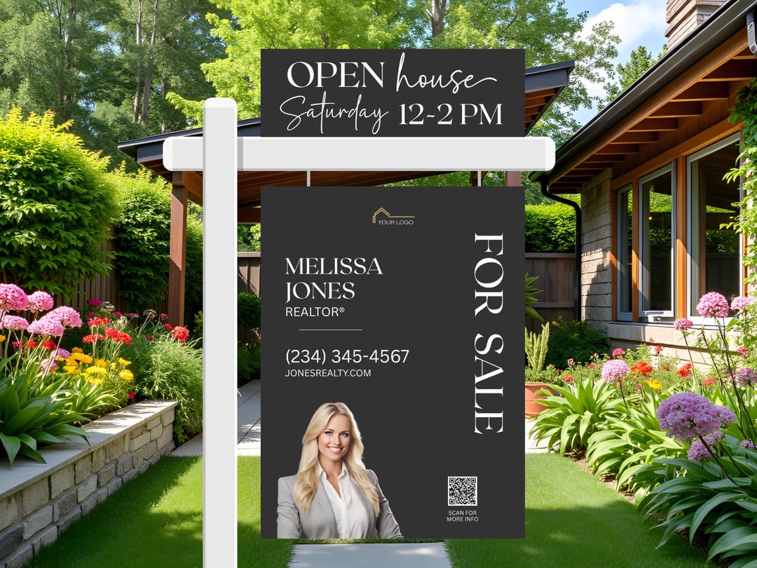 Modern Real Estate Yard Sign Template & 80 Sign Rider Designs, Editable ...