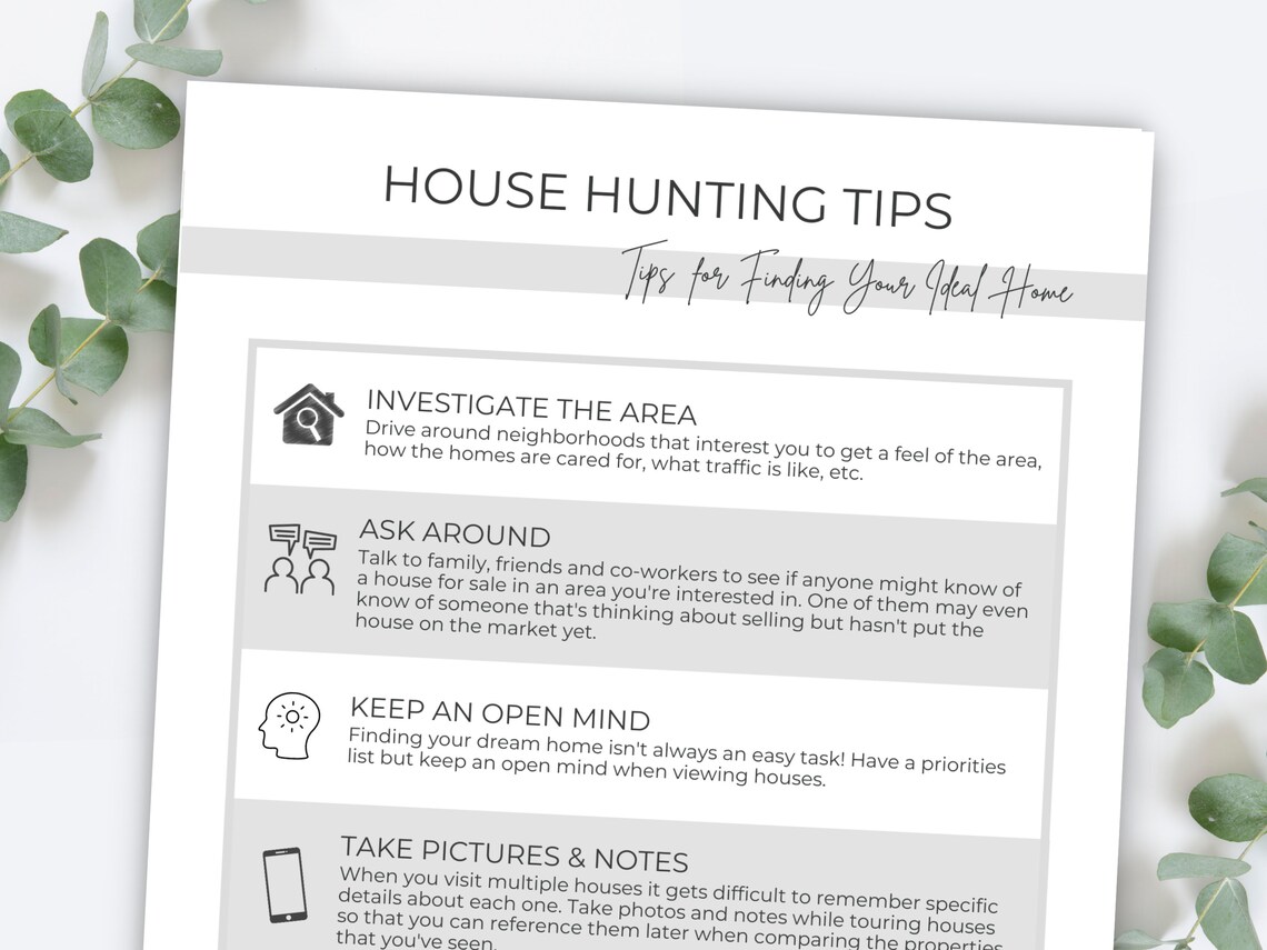 Real Estate Buyer Tips: House Hunting Tips Flyer PDF and | Etsy