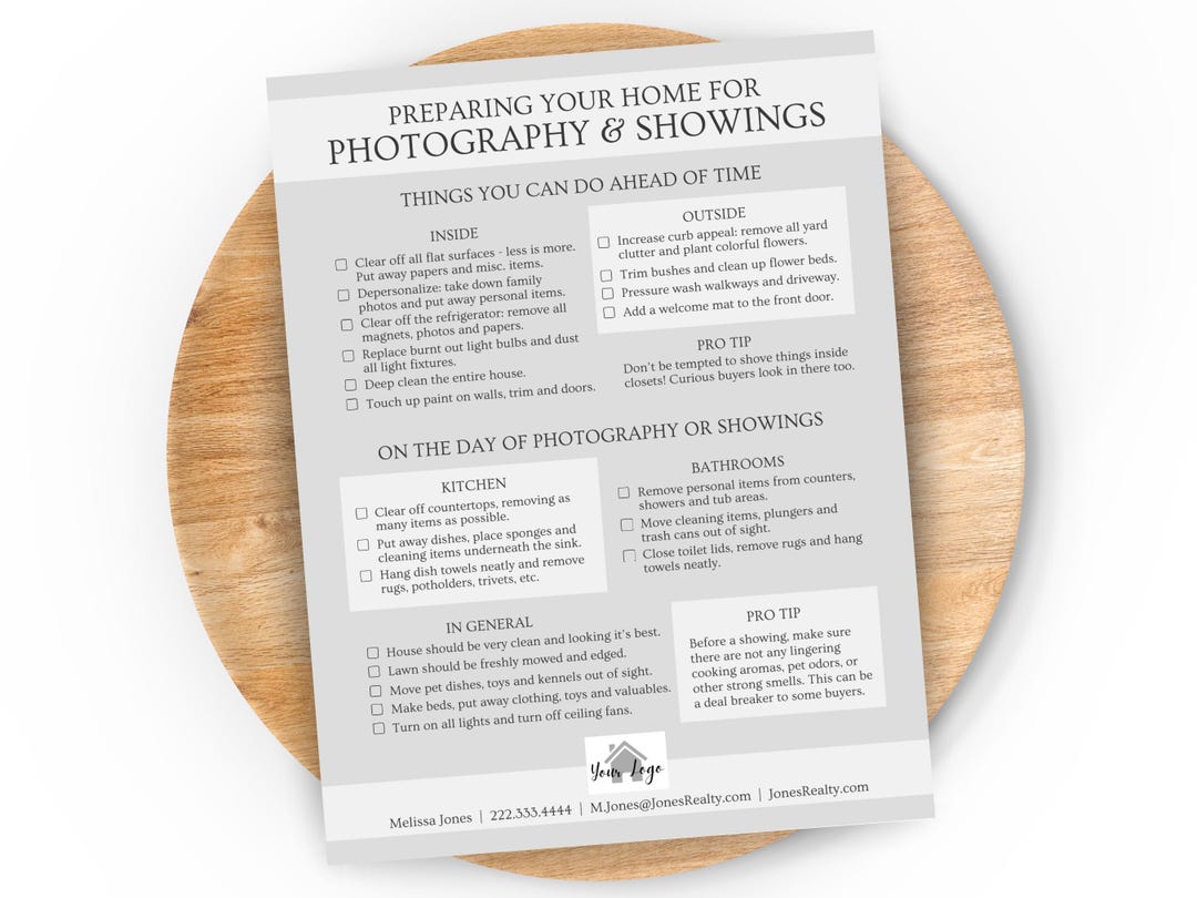 Real Estate Photography & Showing Checklist, Canva Template - Etsy