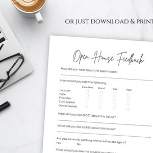 Feedback Form, Real Estate Open House Feedback Questionnaire Sheet ...
