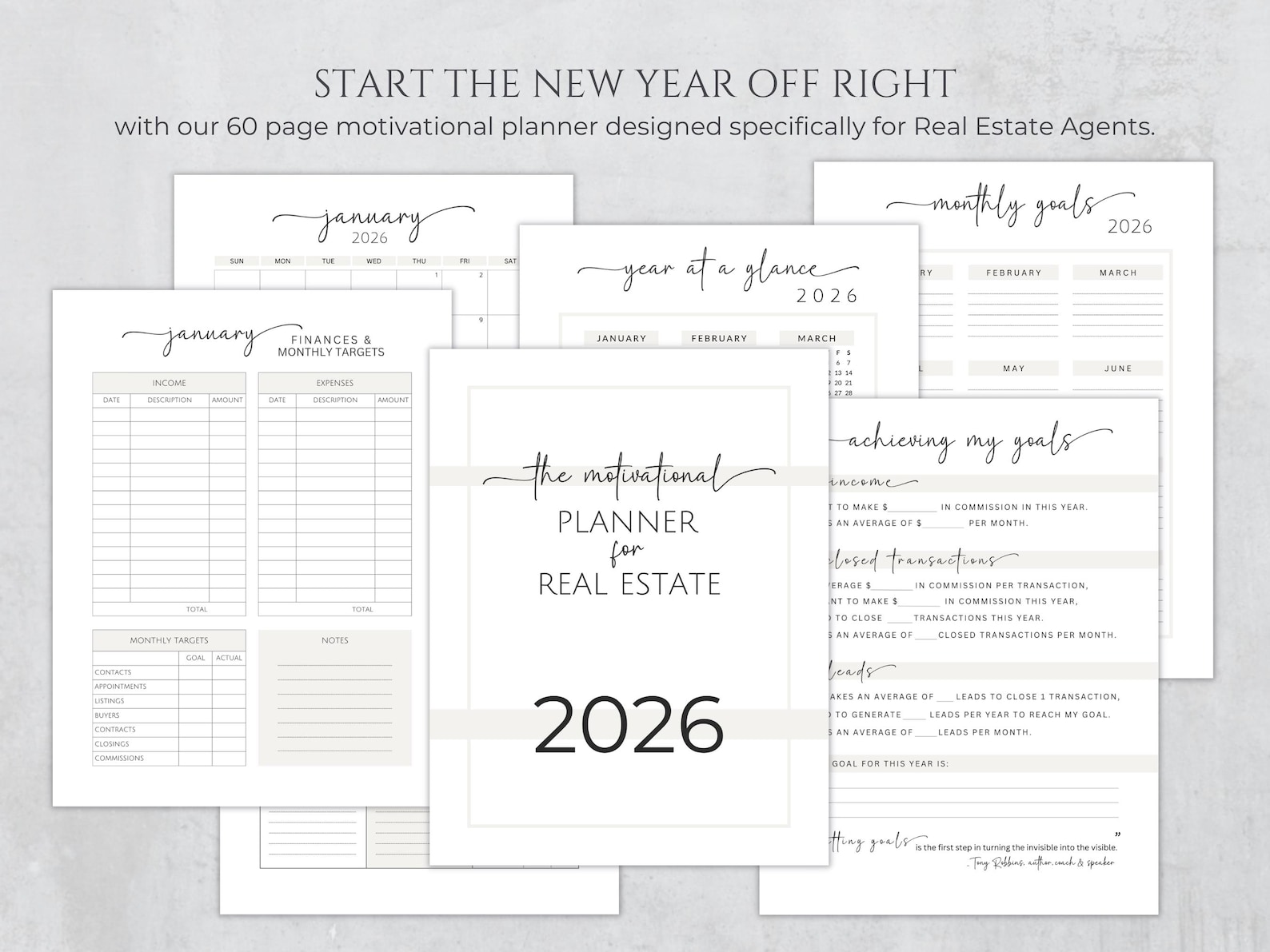 Real Estate Business Planner 2026 & Goal Chart, Realtor Planner ...