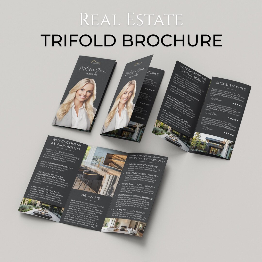 Real Estate Agent Trifold Brochure, Minimalist Trifold Brochure, Agent ...