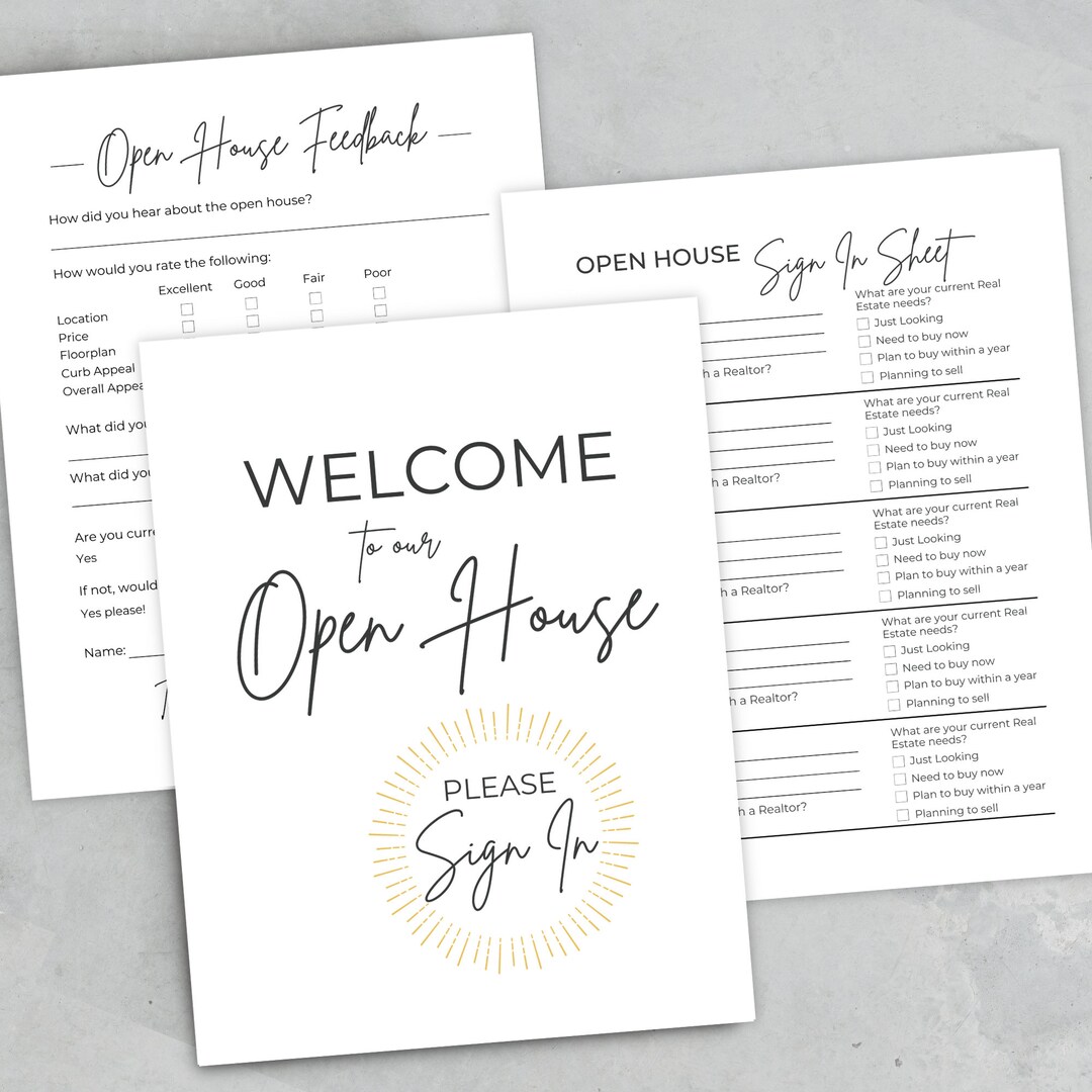 Open House Sign in Sheet Pdfs, Real Estate Open House Feedback Form ...