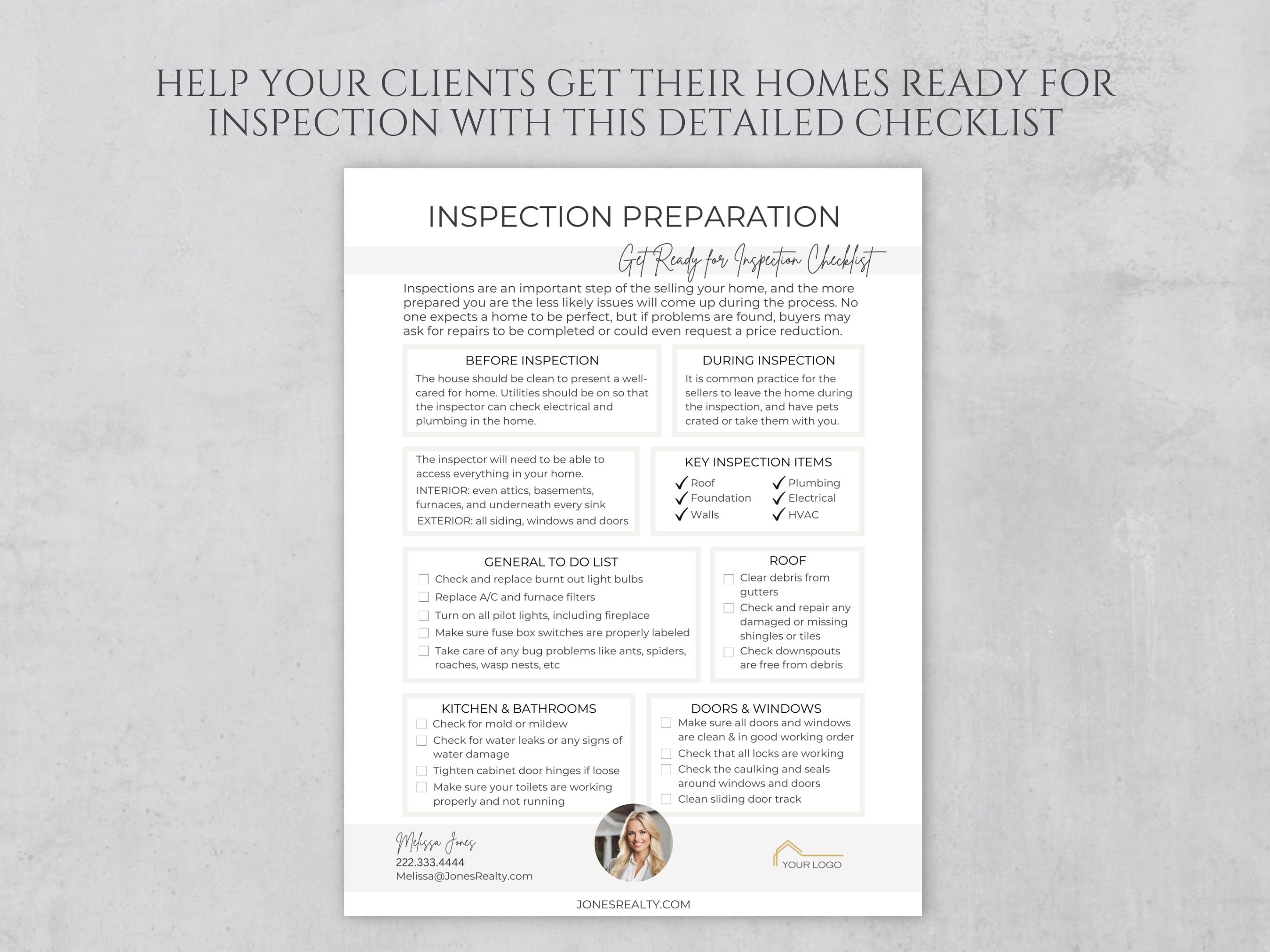 Inspection Checklist, Real Estate Seller Checklist, Home Inspection ...