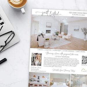 Real Estate Flyer Template Canva: Just Listed With QR Code - Etsy