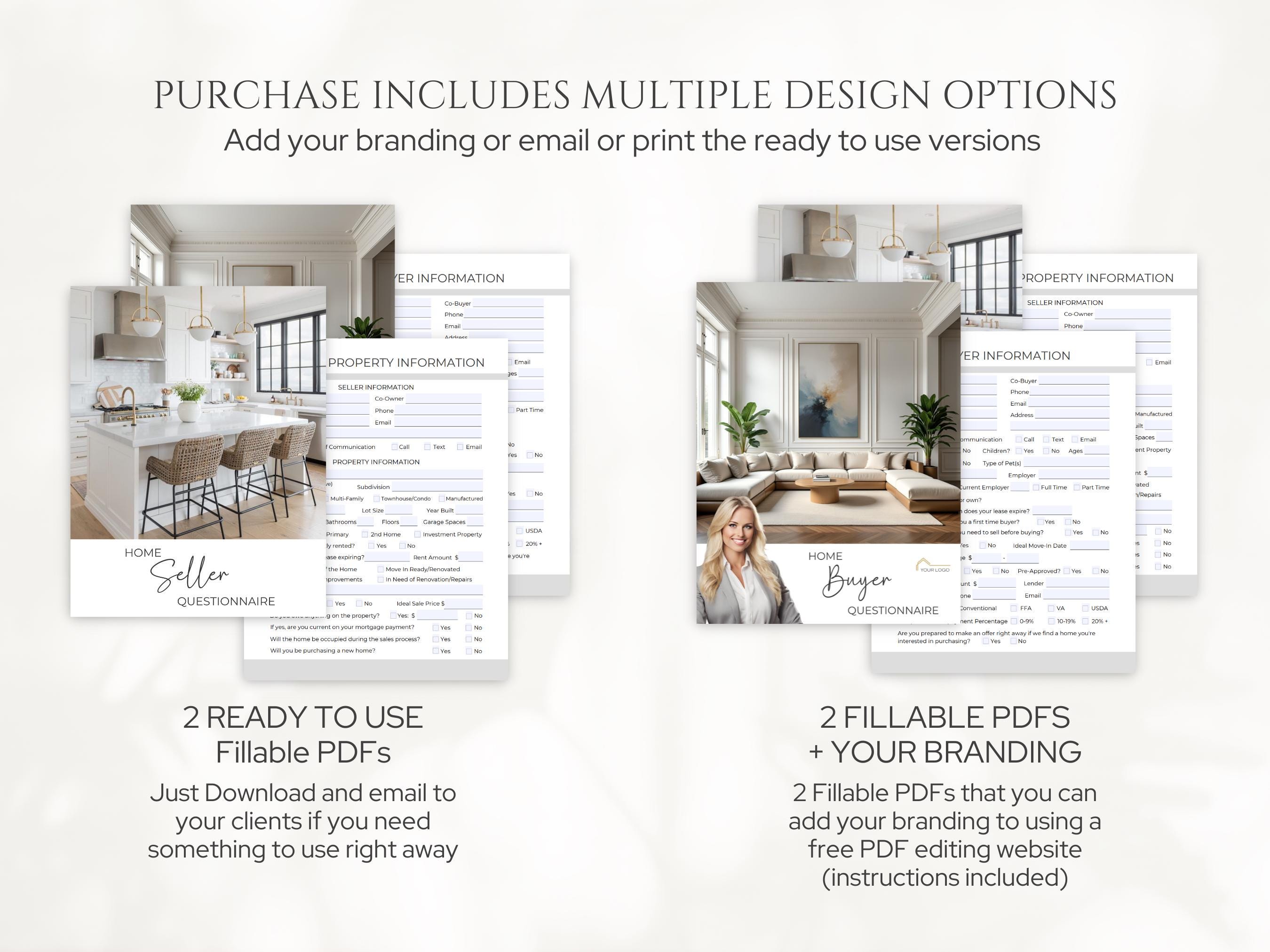 Luxury Real Estate Buyer & Seller Questionnaire, Realtor Consultation ...