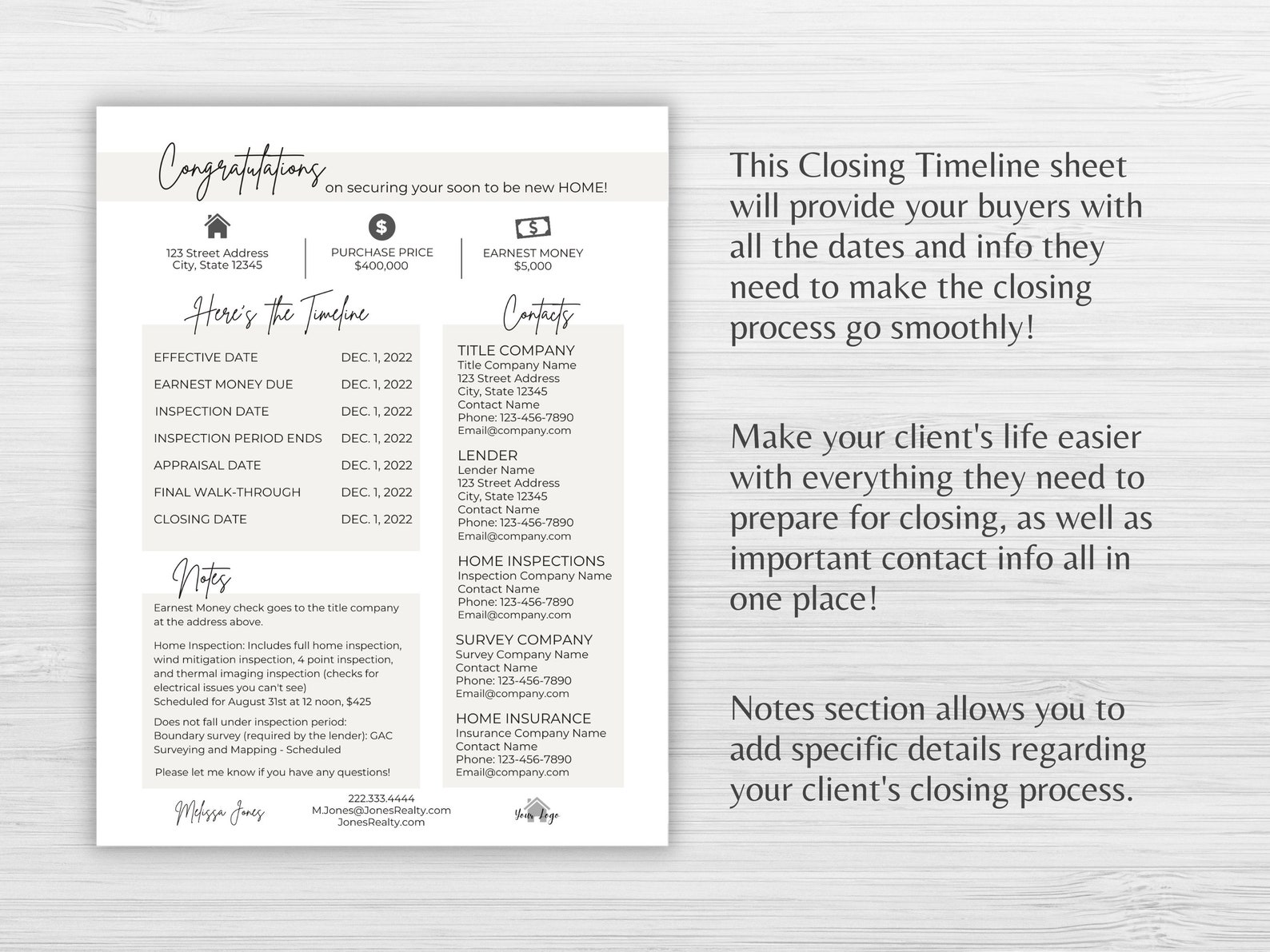 Under Contract Timeline for Real Estate Buyer Closing - Etsy