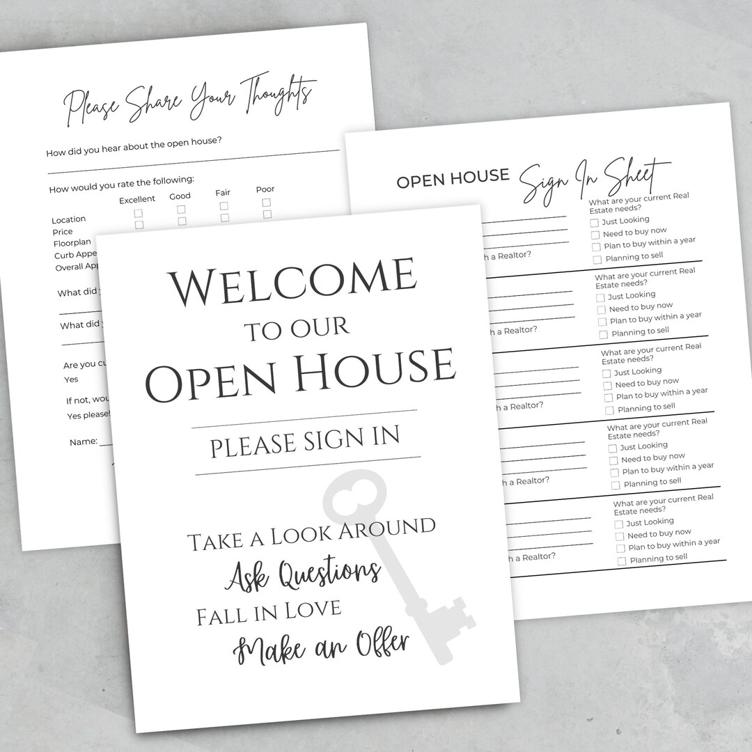 Open House Sign in Sheet Pdfs, Feedback Forms, Welcome Signs | Real ...