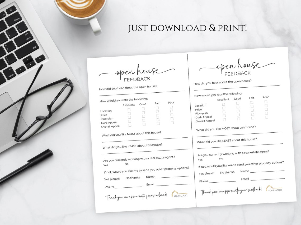 Open House Feedback Half Sheet, Realtor Feedback Form Canva, House ...