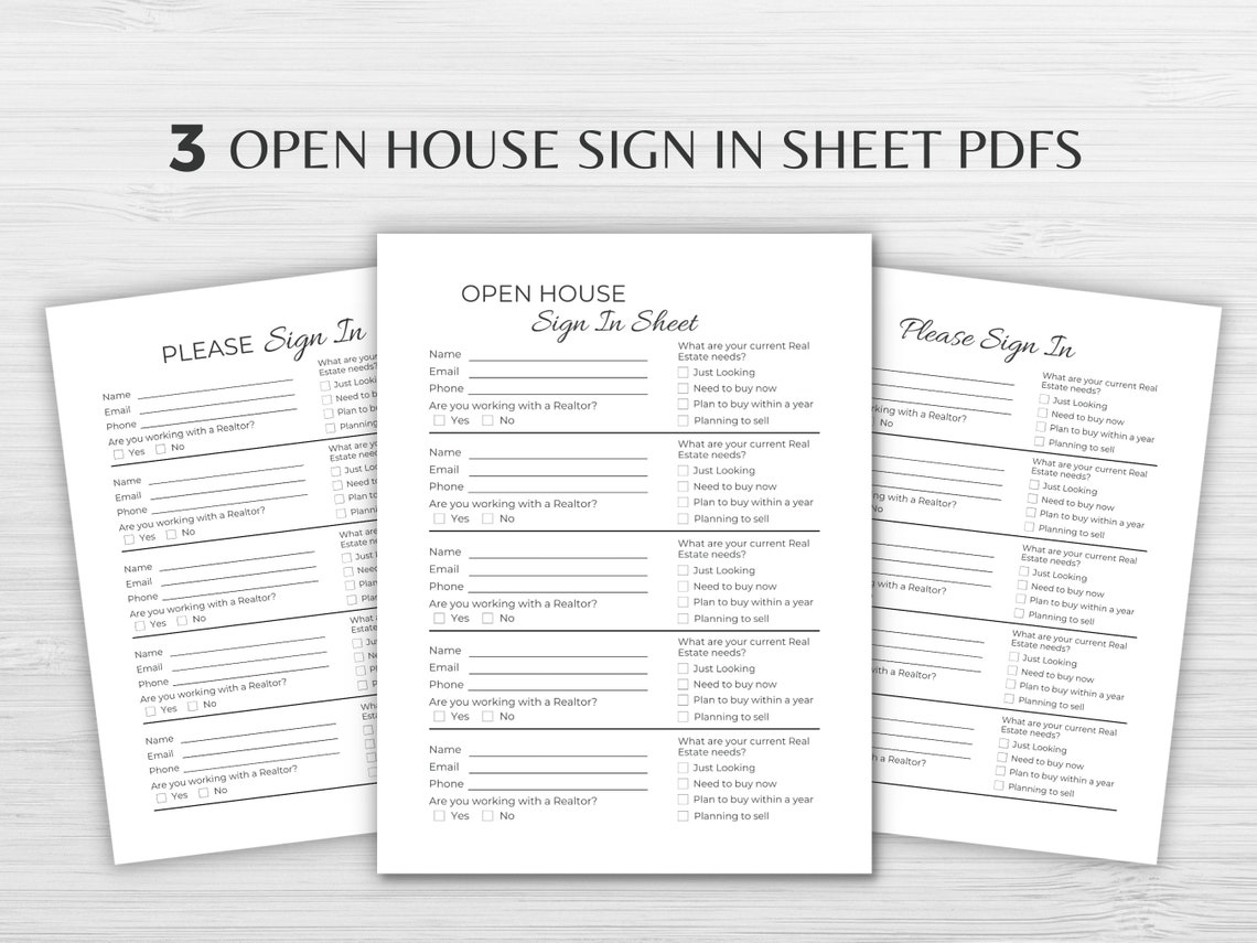 Open House Bundle Real Estate: Sign In Sheet PDFs Forms | Etsy