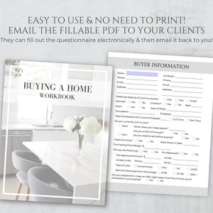 Home Buyer Questionnaire, Realtor Presentation Buyer Packet, Real ...