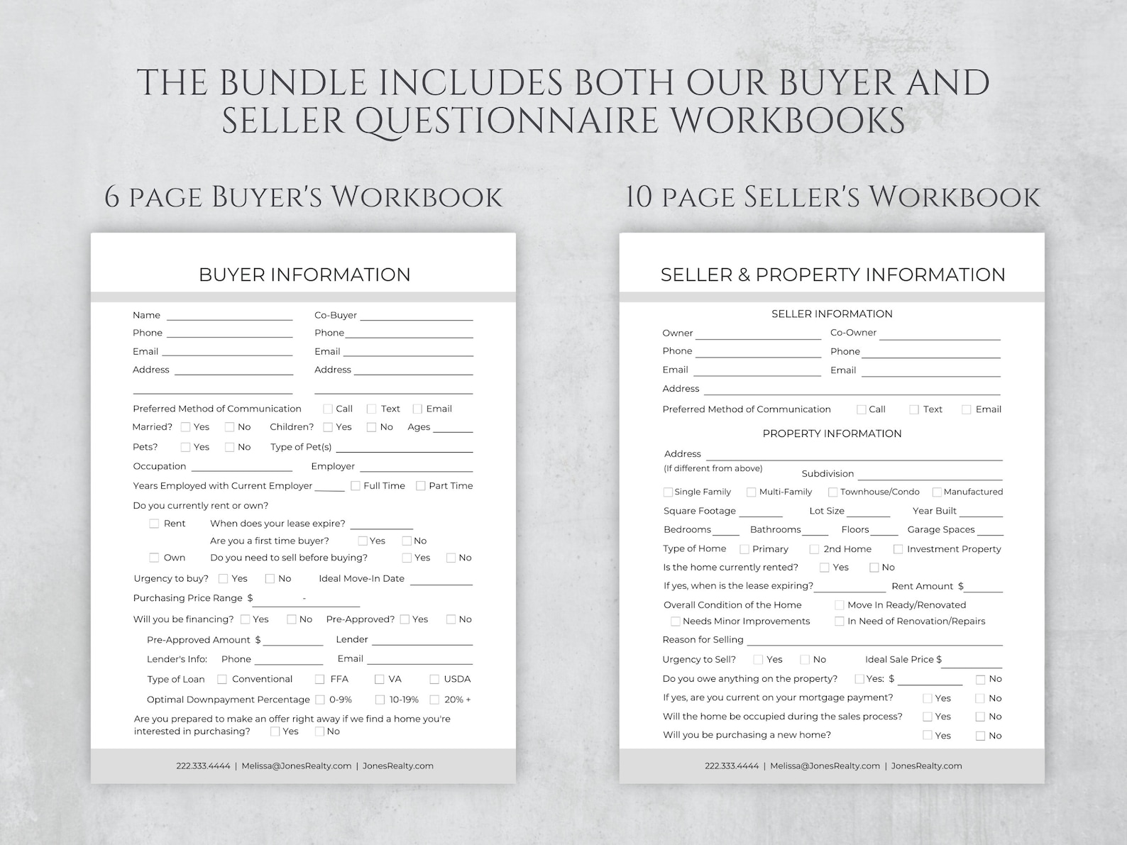 Buyer & Seller Questionnaire Templates, Real Estate Home Buyer and ...