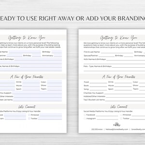 Real Estate Questionnaire Lead Intake Form for Buyers and - Etsy