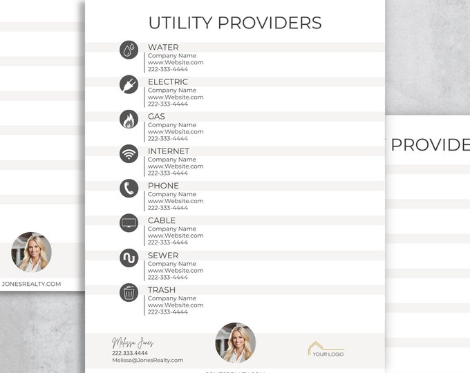 Utility Provider Template, Utility Recommendations, Editable Realtor ...