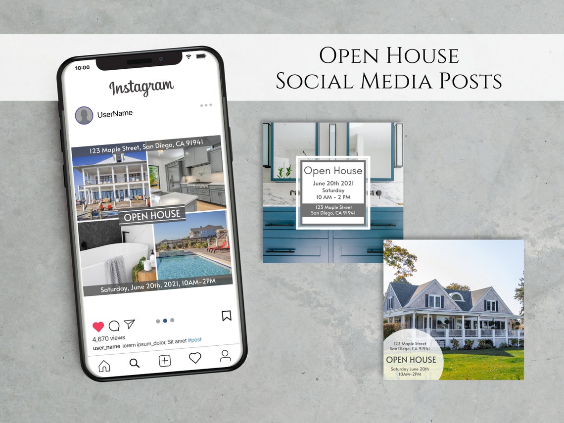 Open House Real Estate Posts Editable Instagram Template for - Etsy
