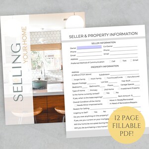 Seller Questionnaire, Real Estate Seller Workbook, Seller Info Sheet ...