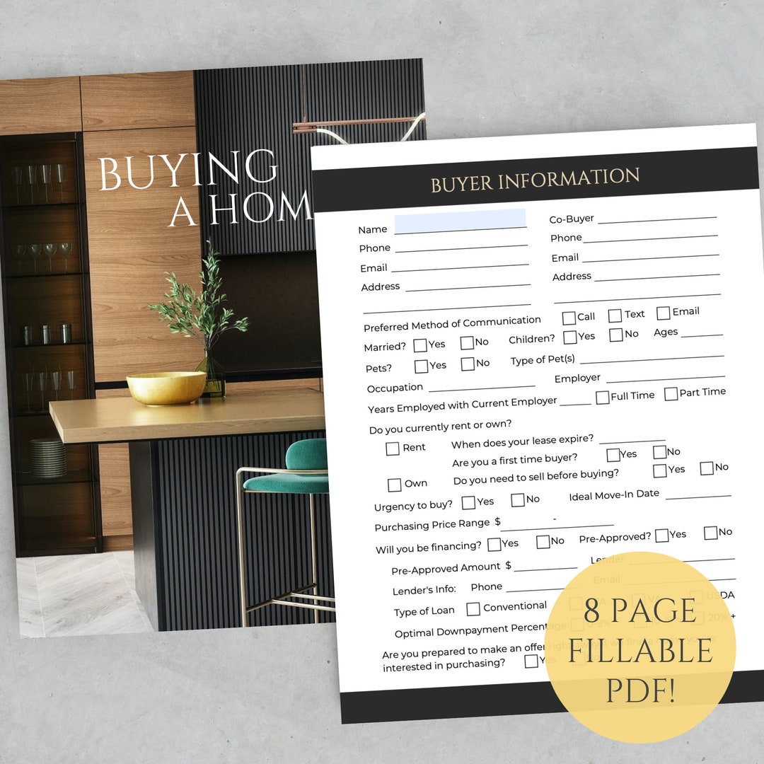 Buyer Questionnaire, Realtor Home Buyer Packet, House Hunting Checklist ...