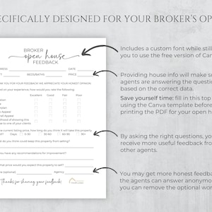 Broker Open House Feedback Form, Agent Open House Sheet, Brokers Open ...