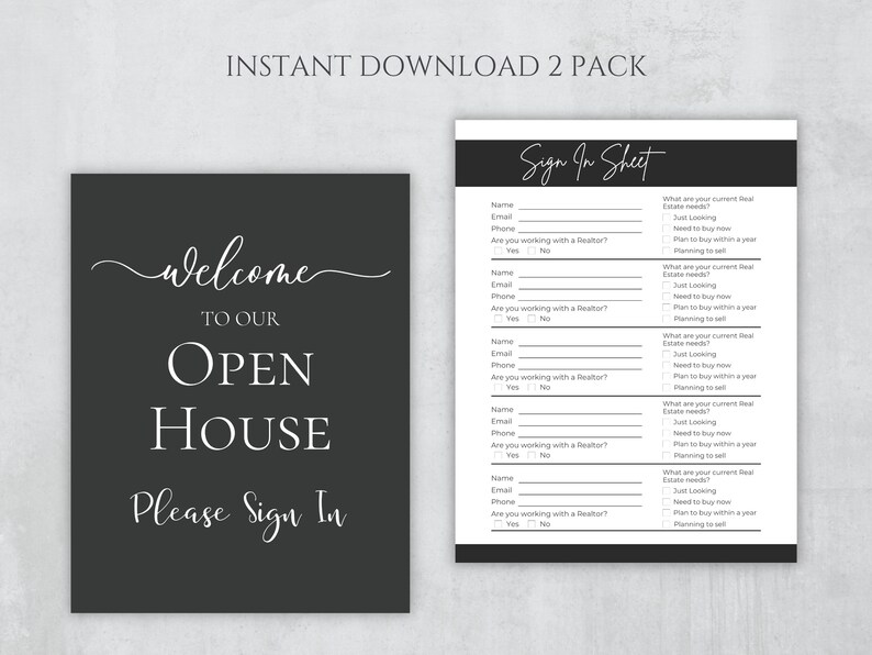 Real Estate Open House Sign-in Sheet & Welcome Sign - Etsy Australia