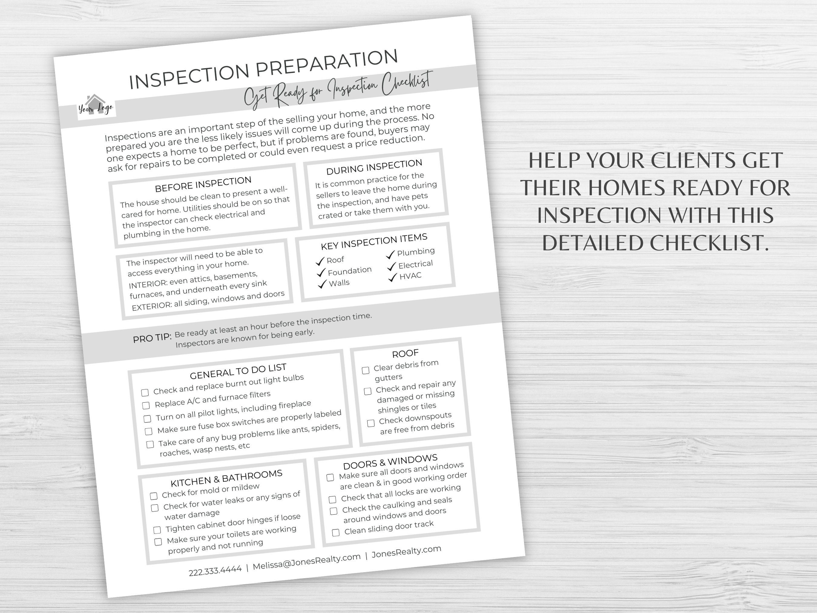 Real Estate Seller Checklist Inspection Prep Home Inspection | Etsy
