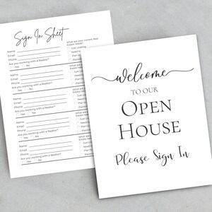 Real Estate Open House Sign in Sheet & Welcome Sign, Realtor Open House ...