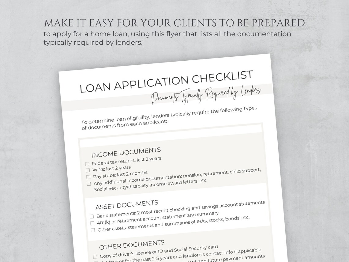 Loan Document Checklist, Mortgage Flyer, Real Estate Buyer Checklist ...
