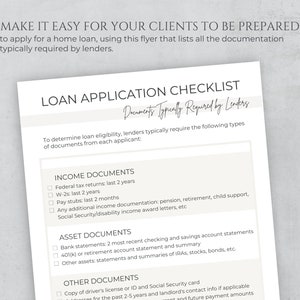 Loan Document Checklist, Mortgage Flyer, Real Estate Buyer Checklist, Editable Loan Officer ...