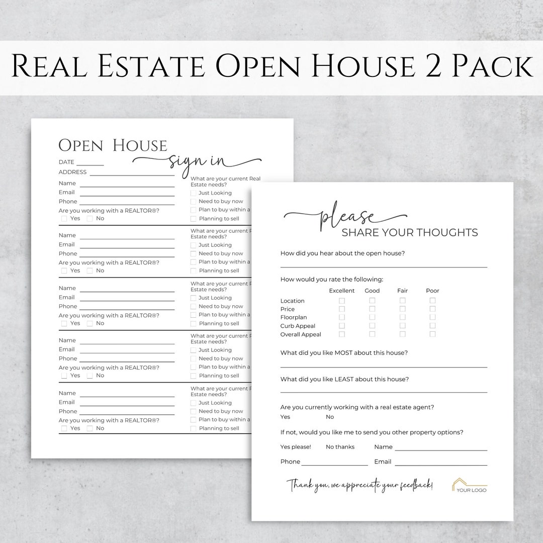 Open House Feedback Form & Sign in Sheet Pdfs and Editable Canva ...