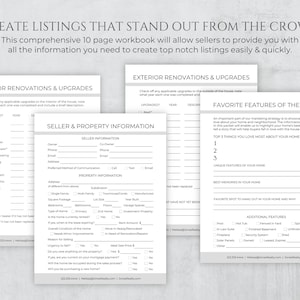 Real Estate Listing Packet, Seller Questionnaire, Seller Information ...