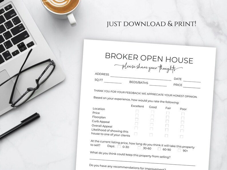 Broker Open Feedback Form, Real Estate Agent Open House Feedback Form ...
