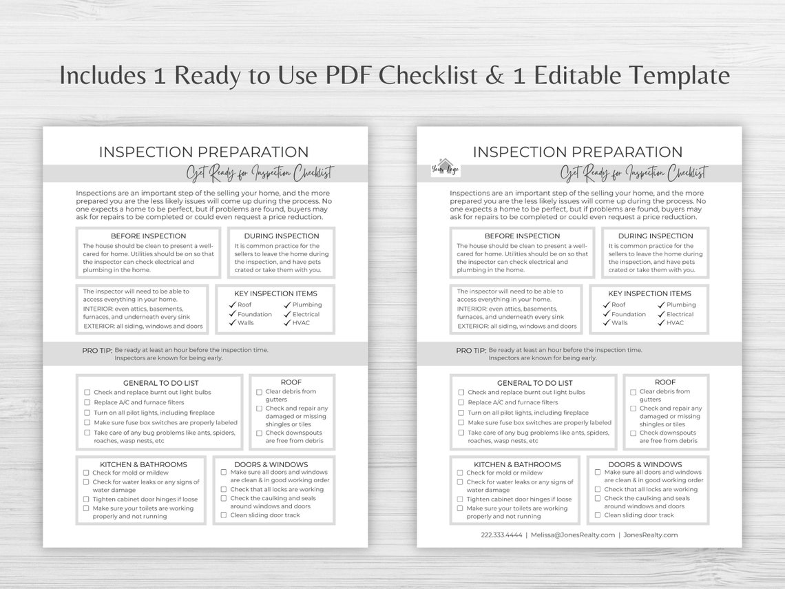 Real Estate Seller Checklist Inspection Prep Home Inspection - Etsy