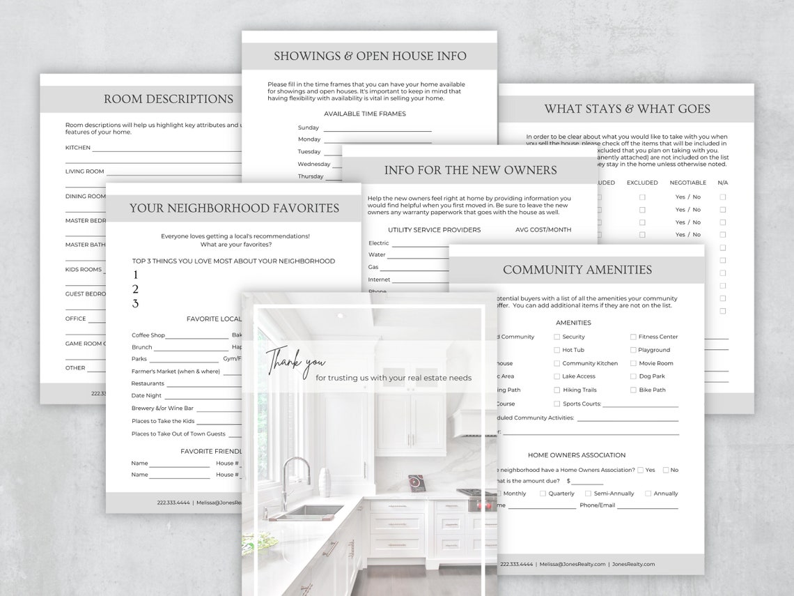 Real Estate Seller Questionnaire, Pre-listing Workbook | PDF & Editable ...