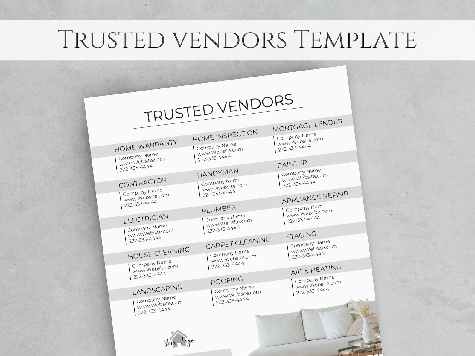 Real Estate Trusted Vendor List, Realtor Marketing Canva Template - Etsy