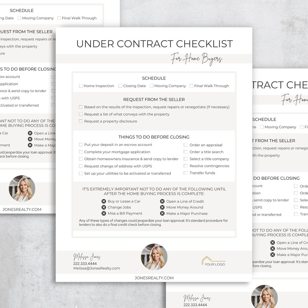 Buyer Under Contract Checklist, Contract to Close Real Estate ...