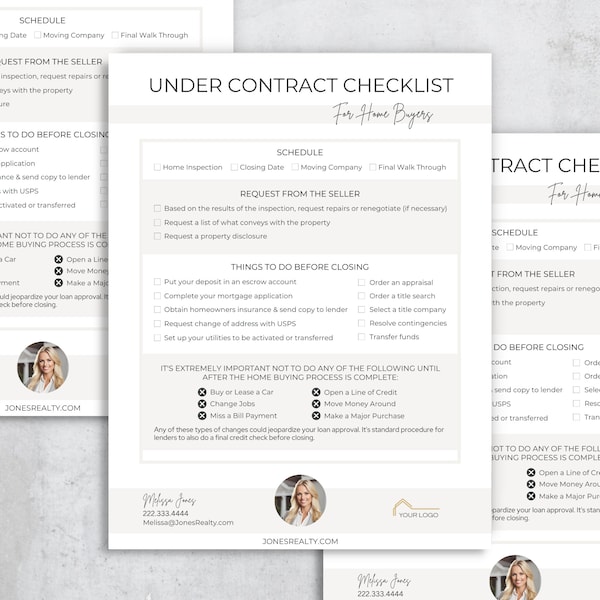 Real Estate Transaction Under Contract Checklist - Etsy