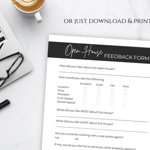 Real Estate Feedback Form, Open House Feedback Sheet, Realtor Open ...