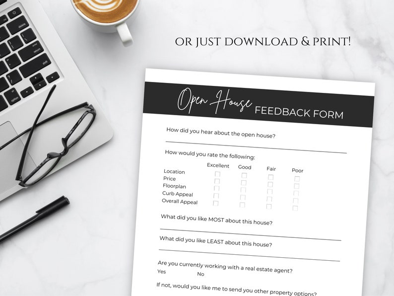 Real Estate Feedback Form Open House Feedback Sheet Realtor - Etsy