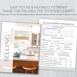 Seller Questionnaire, Real Estate Seller Workbook, Seller Info Sheet ...