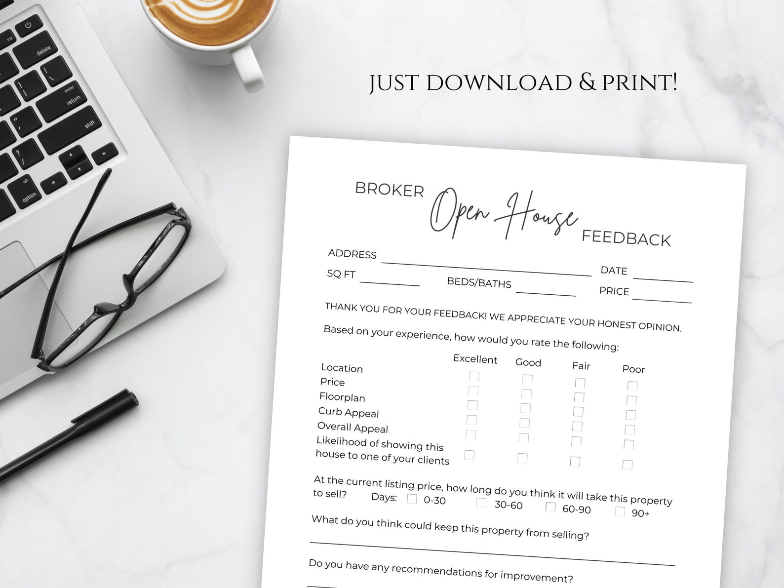 Broker Open House Feedback Form, Canva Real Estate Agent Open House ...