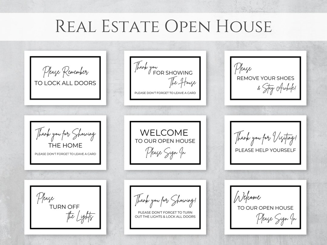 Open House Sign in Card Set of 10 Printables Size 6x4 PDF - Etsy