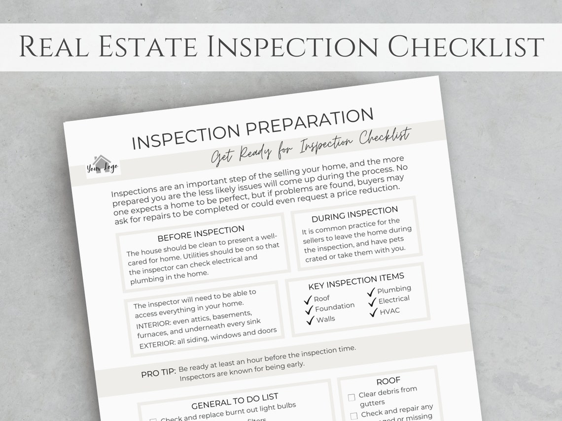 Inspection Checklist Home Inspection Preparation Checklist - Etsy